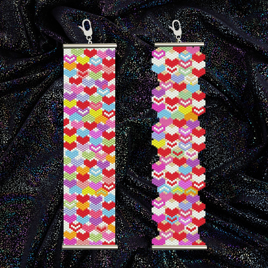 Peyote Pattern for Bead Bracelet, Peyote Bracelet Pattern, Peyote Heart ...