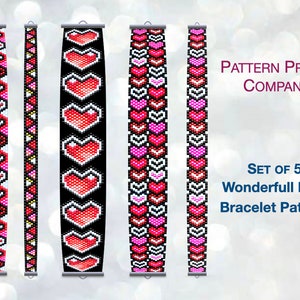 Peyote Heart Bracelet Pattern, Peyote Bracelet Pattern Kit, Heart Bead ...