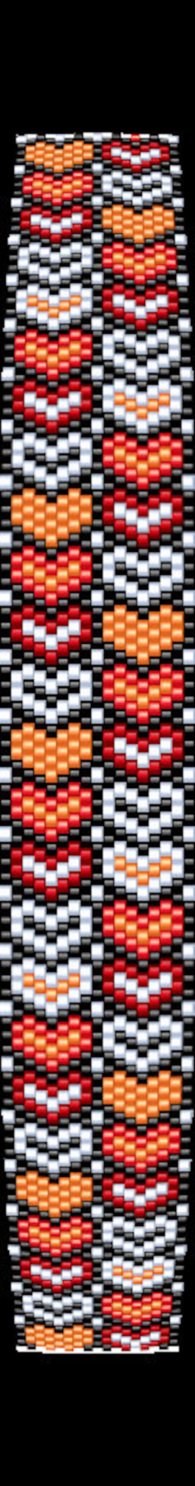 Peyote Heart Bracelet Pattern, Peyote Bracelet Pattern Kit, Heart Bead ...