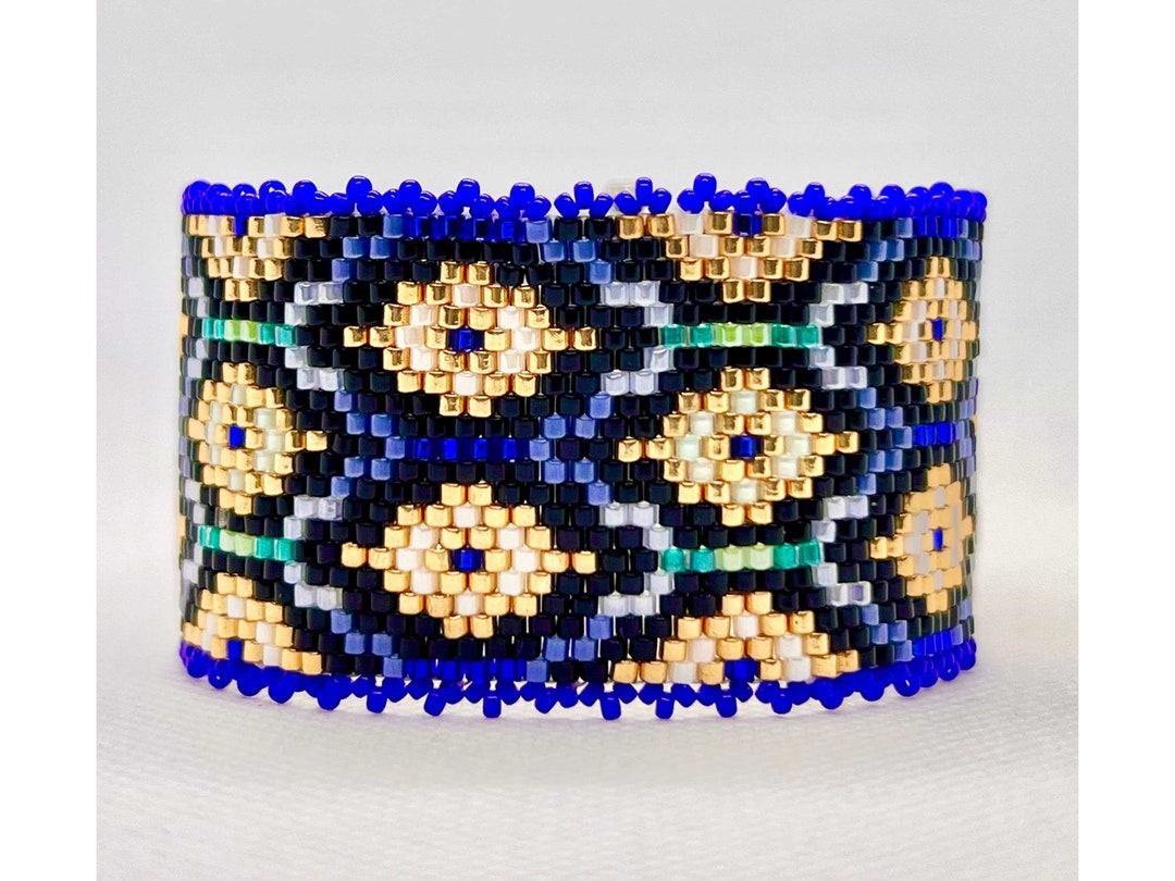 Peyote Beaded Bracelet Pattern, Vintage Peyote Pattern, Peyote Bracelet ...