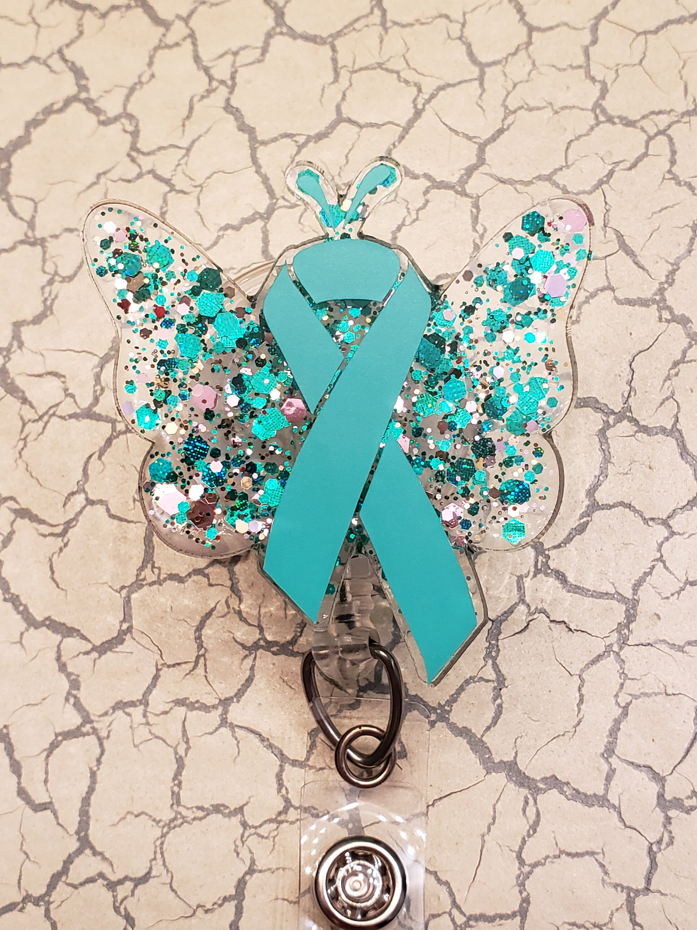 Customizable Butterfly Awareness Ribbon Badge Reel | Etsy