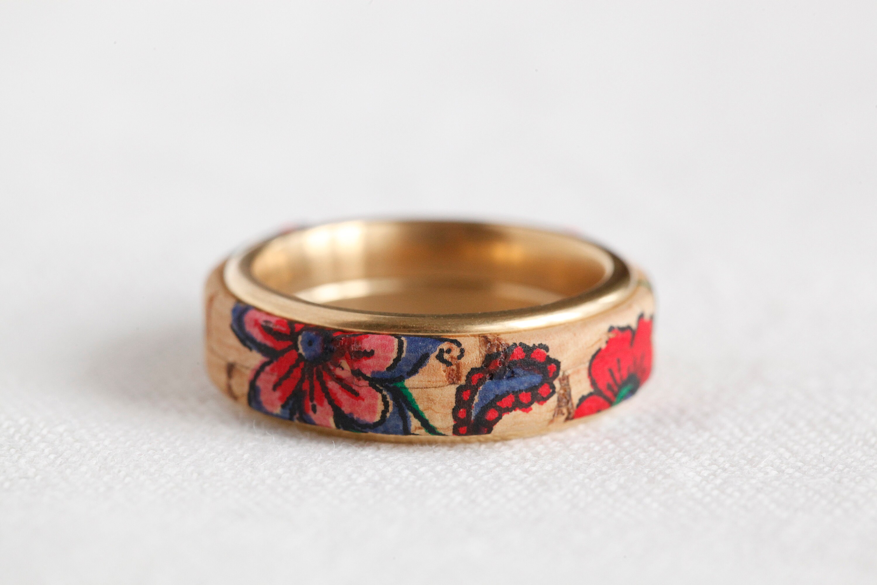 Cork Rings fleur in Stainless Steel Gold or - Etsy Ireland