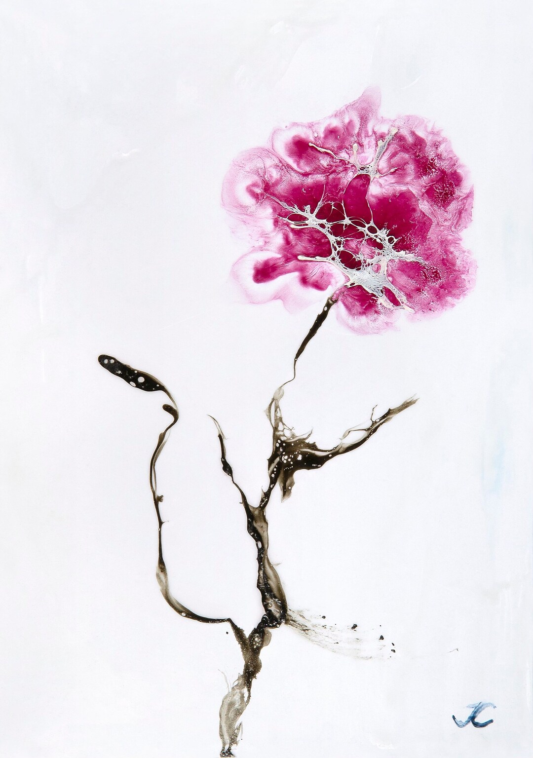 Blossom Magic Flower Pink Encaustik Art Print - Etsy