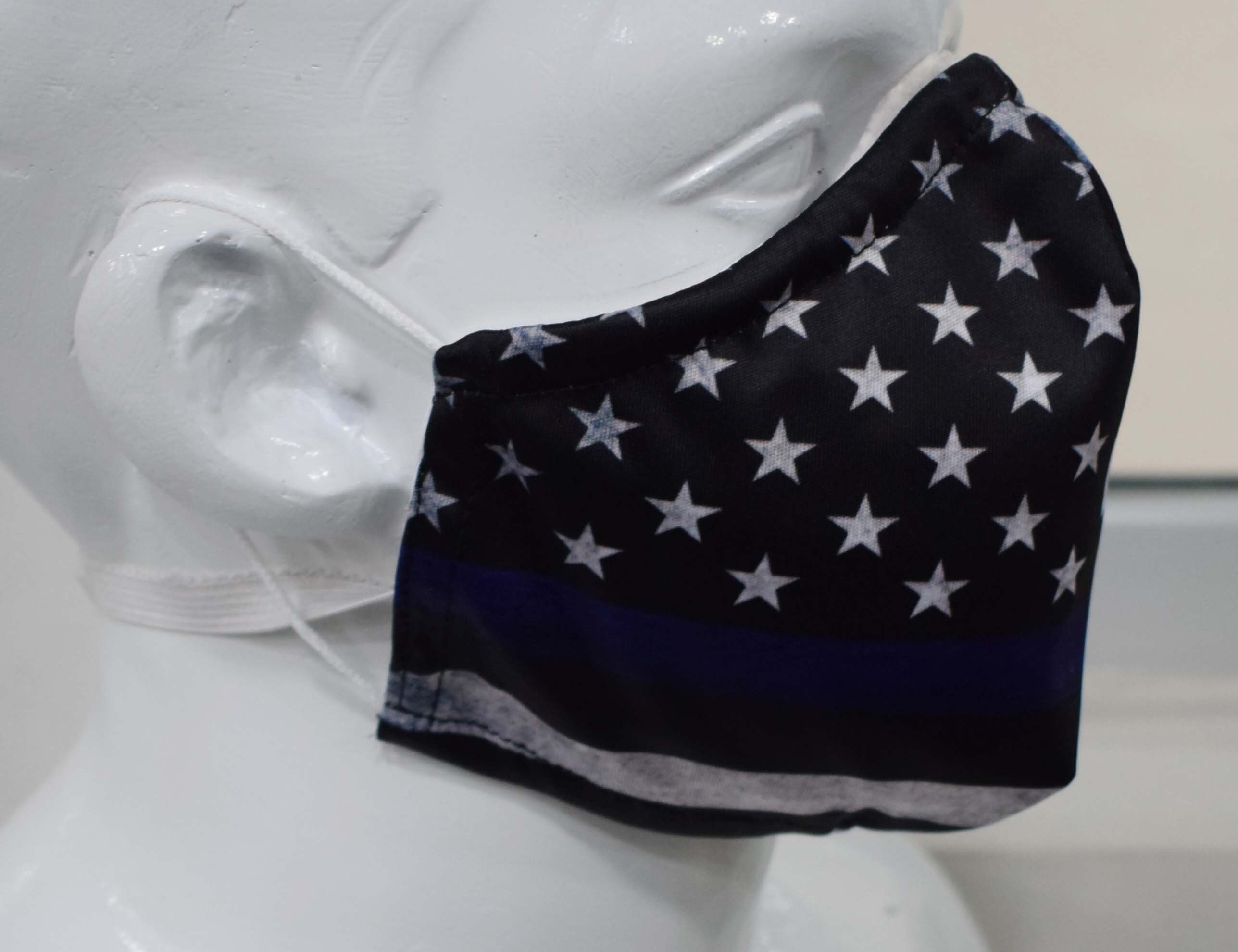 Distressed Blue Line Flag Mask - Etsy