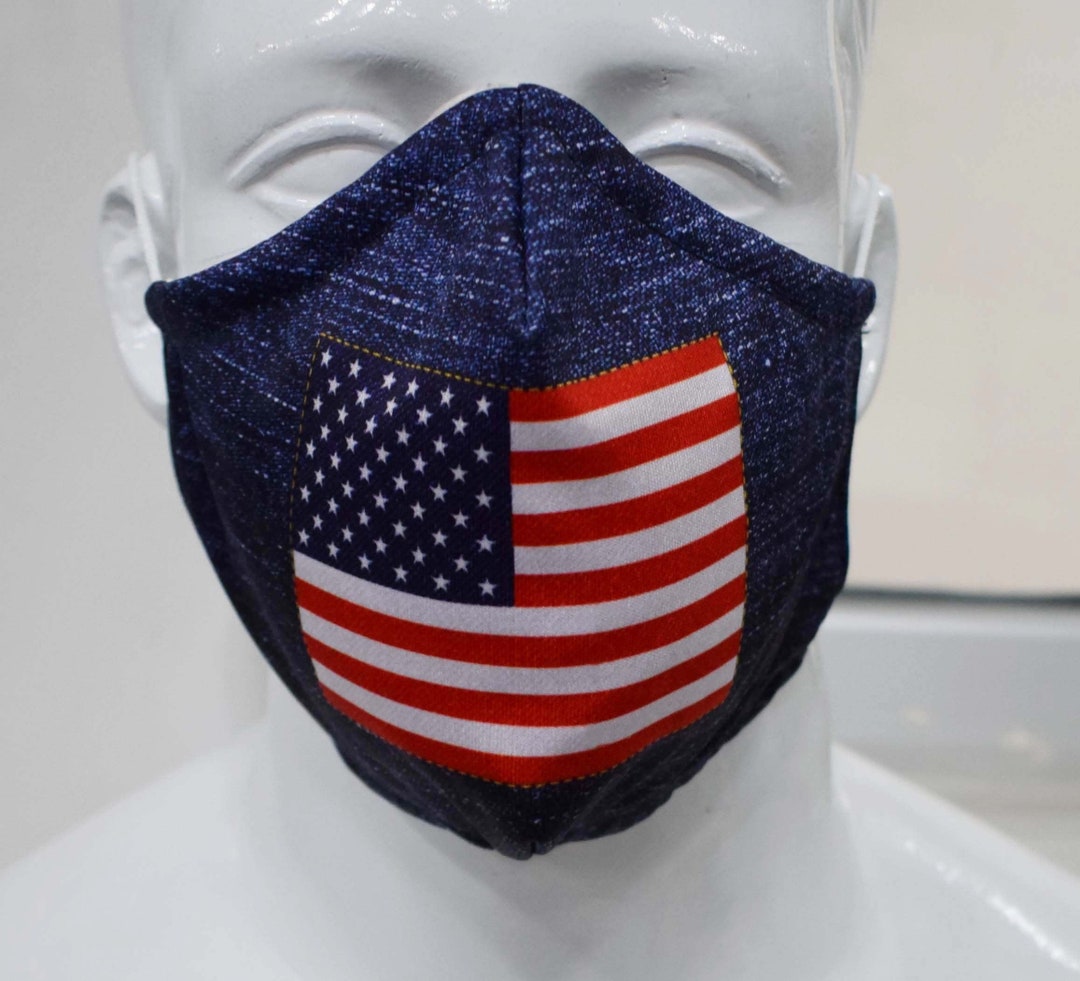 Denim American Flag Mask - Etsy