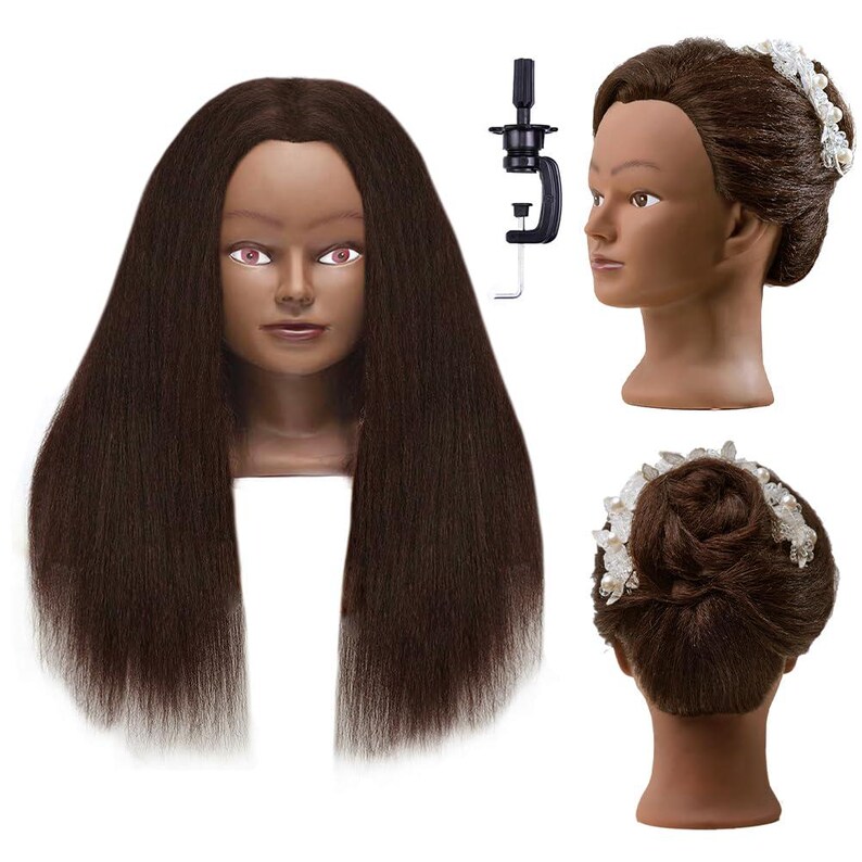 Mannequin Head 100% Real Hair, Hairdresser Cosmetology Mannequin ...