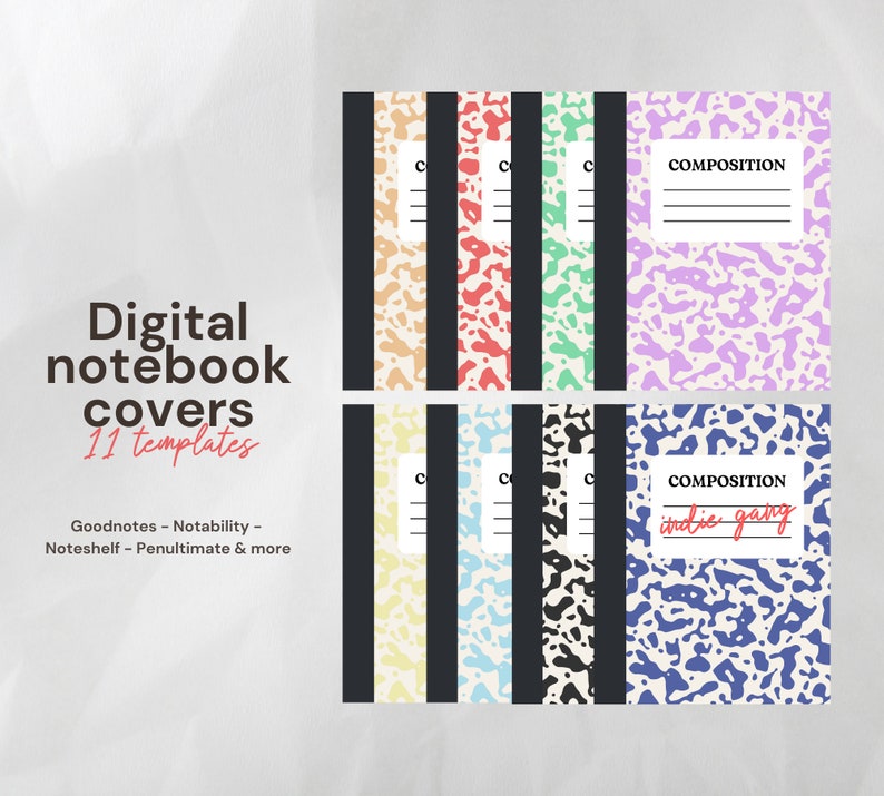 Digital Notebook Cover Composition Book - Etsy