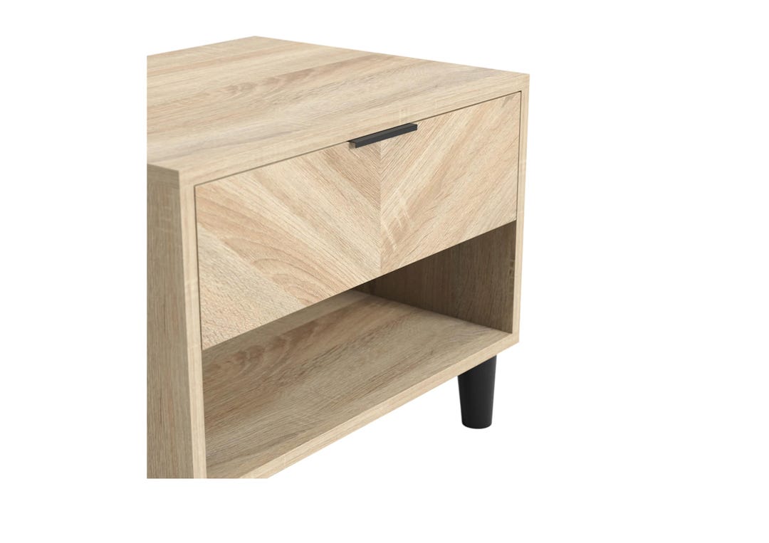 Chevron Design Bedside Table With Black Legs - Etsy