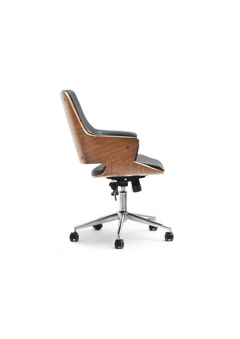 NEW Retro Scandi Designer Office Desk Executive Swivel Chair in Black ...