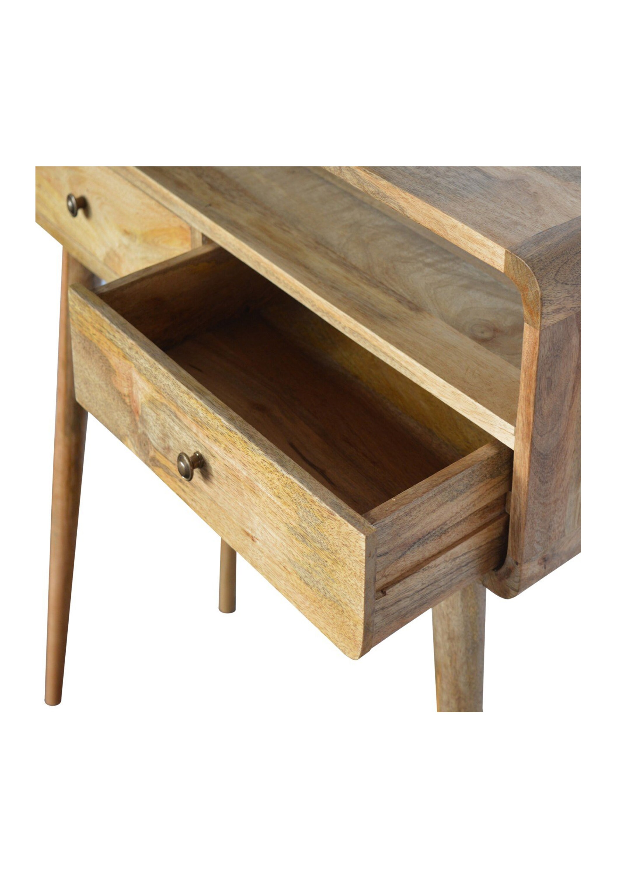 Mid Century Retro Curved Solid Wood Oak-ish Console Table | Etsy