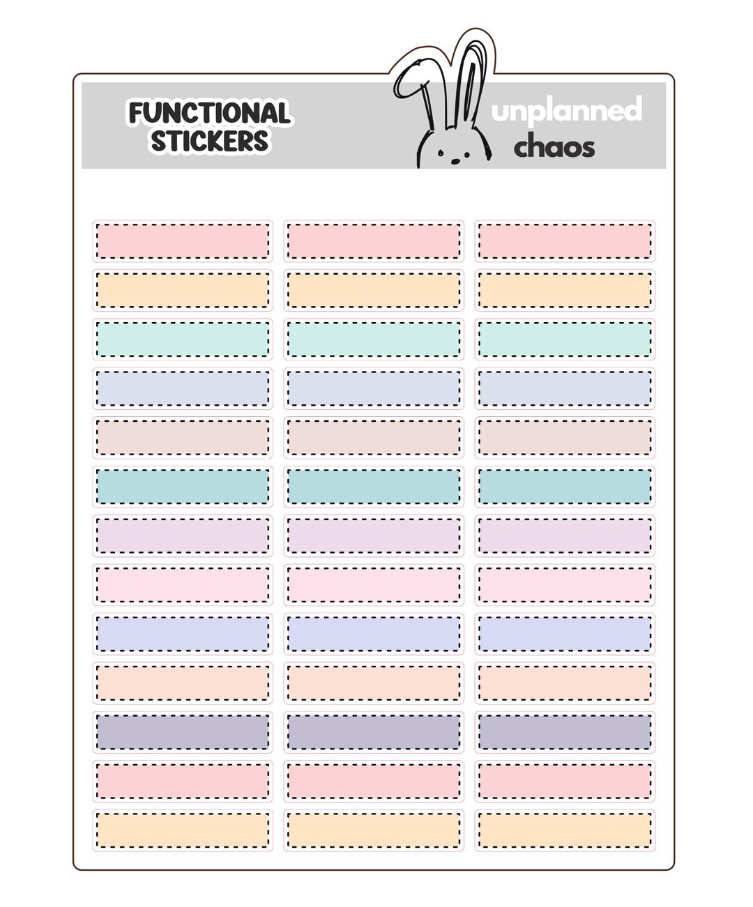 Basic Label Dash Line Planner Stickers, Writable Paper, Pastel Colors ...