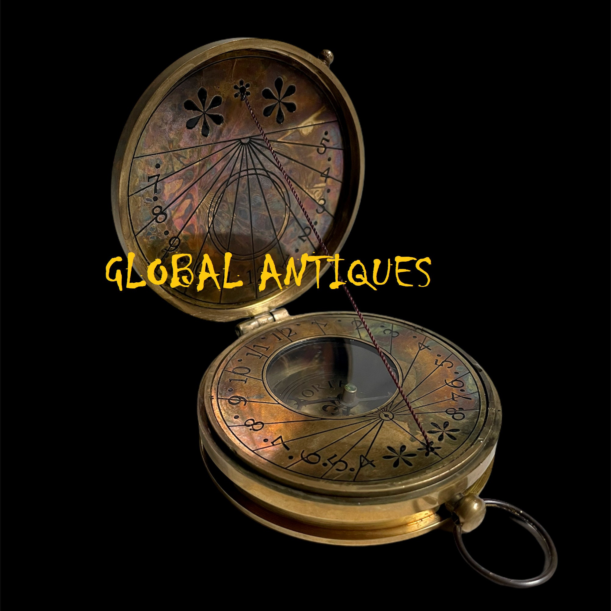 Antique Sundial Compass Mural