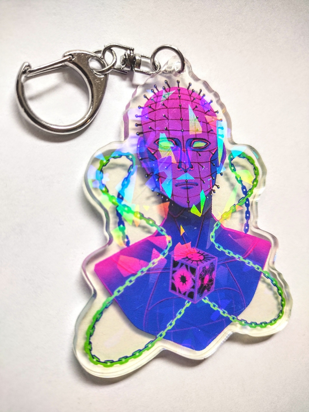 Pinhead Holographic Keychain Charm // Hellraiser // the Cenobite ...