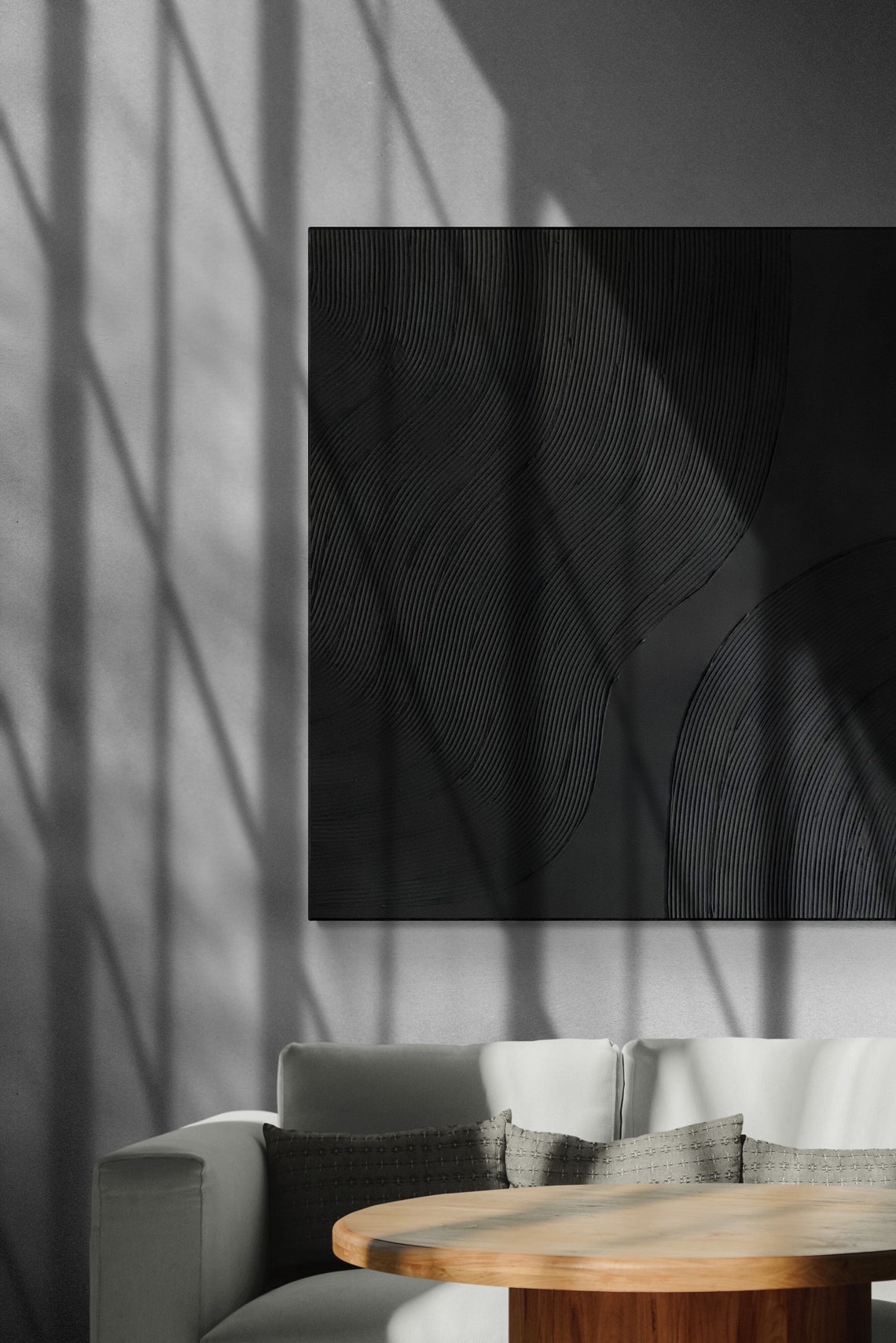 Black Textured Minimalist Canvas Art Gift Home Decor | Etsy