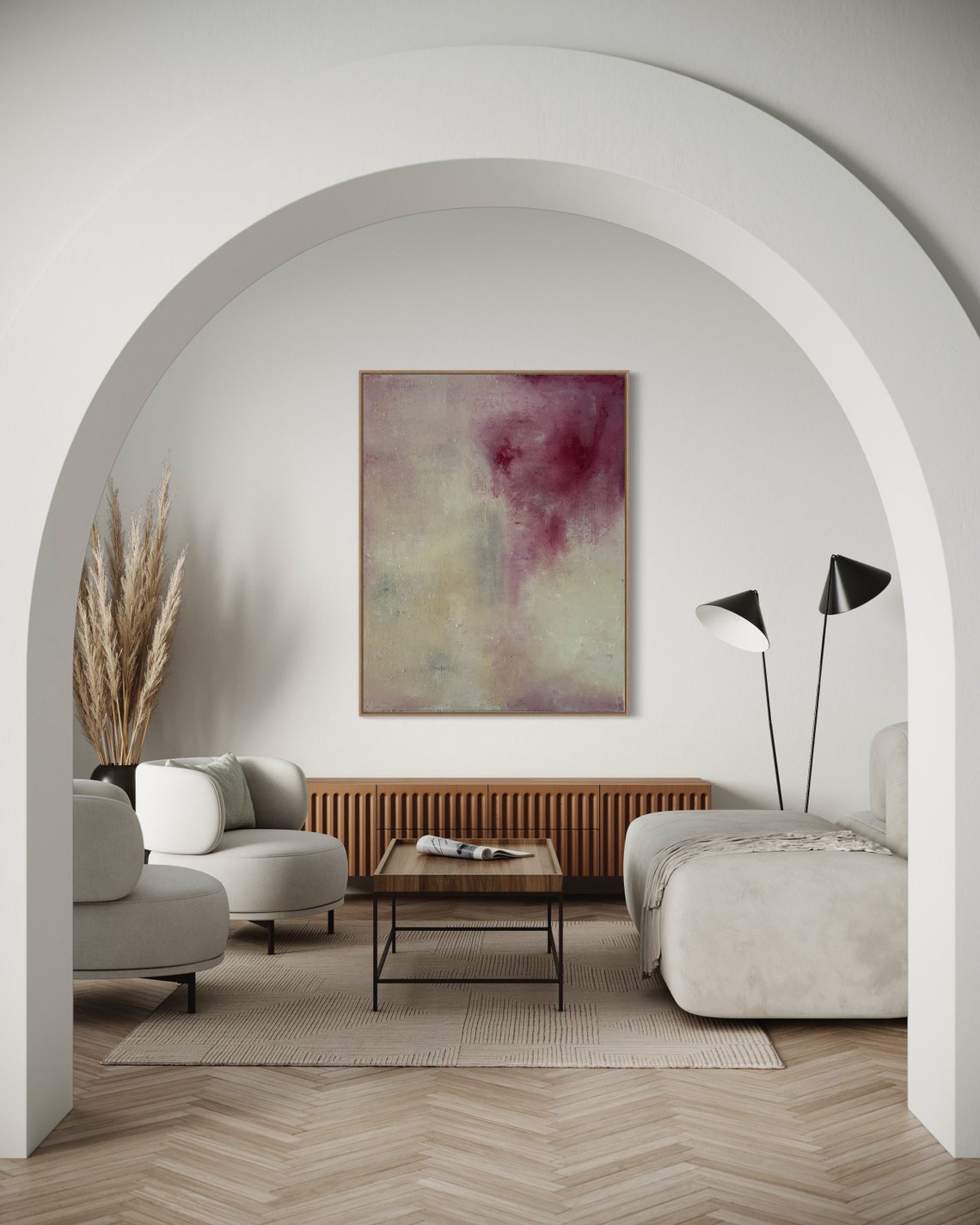 Magenta Textured Abstract Canvas Art | Modern Wall Decor - Etsy