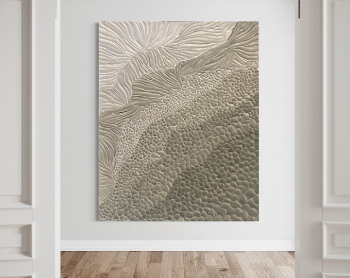 Textured Canvas Wall Art, Abstract White Wall Decor, Modern and ...