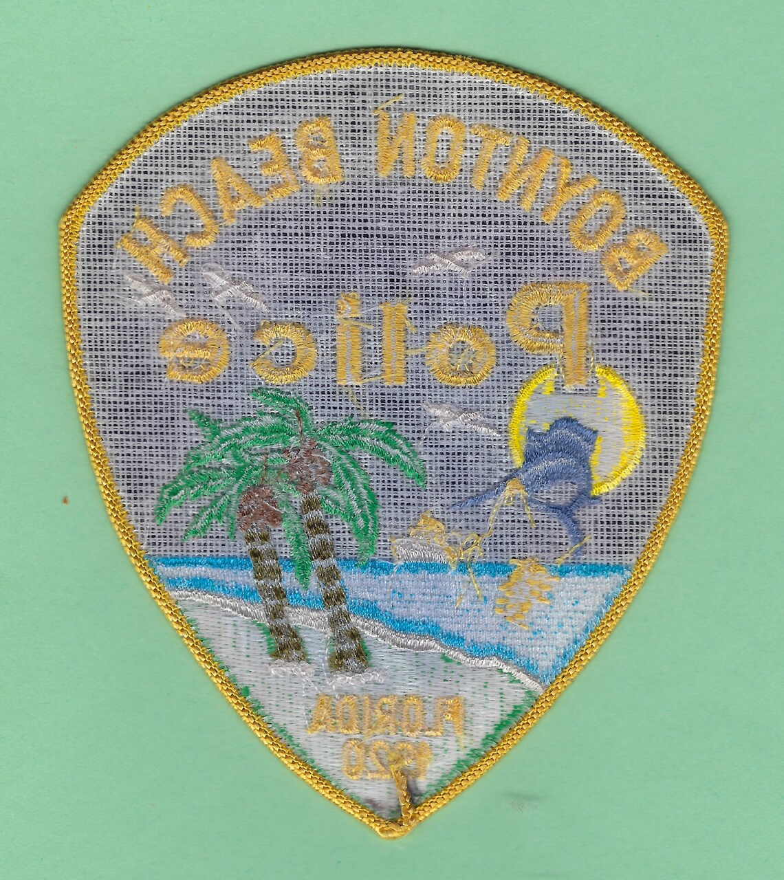 BOYNTON BEACH POLICE Department Embroidered Shoulder Patch Florida Very ...