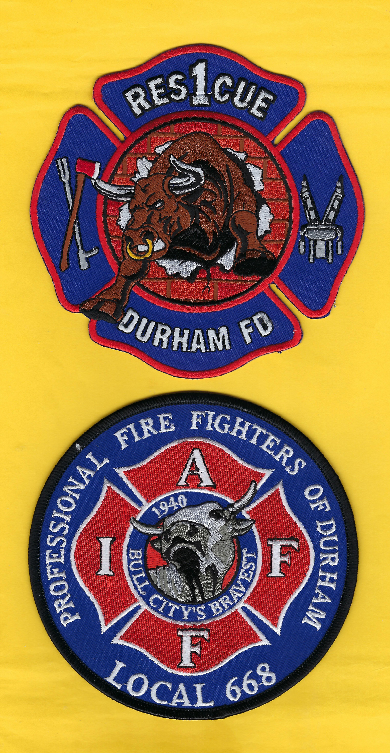 DURHAM FIRE DEPT Rescue Company 1 Patch Set A Great Collector's Set ...