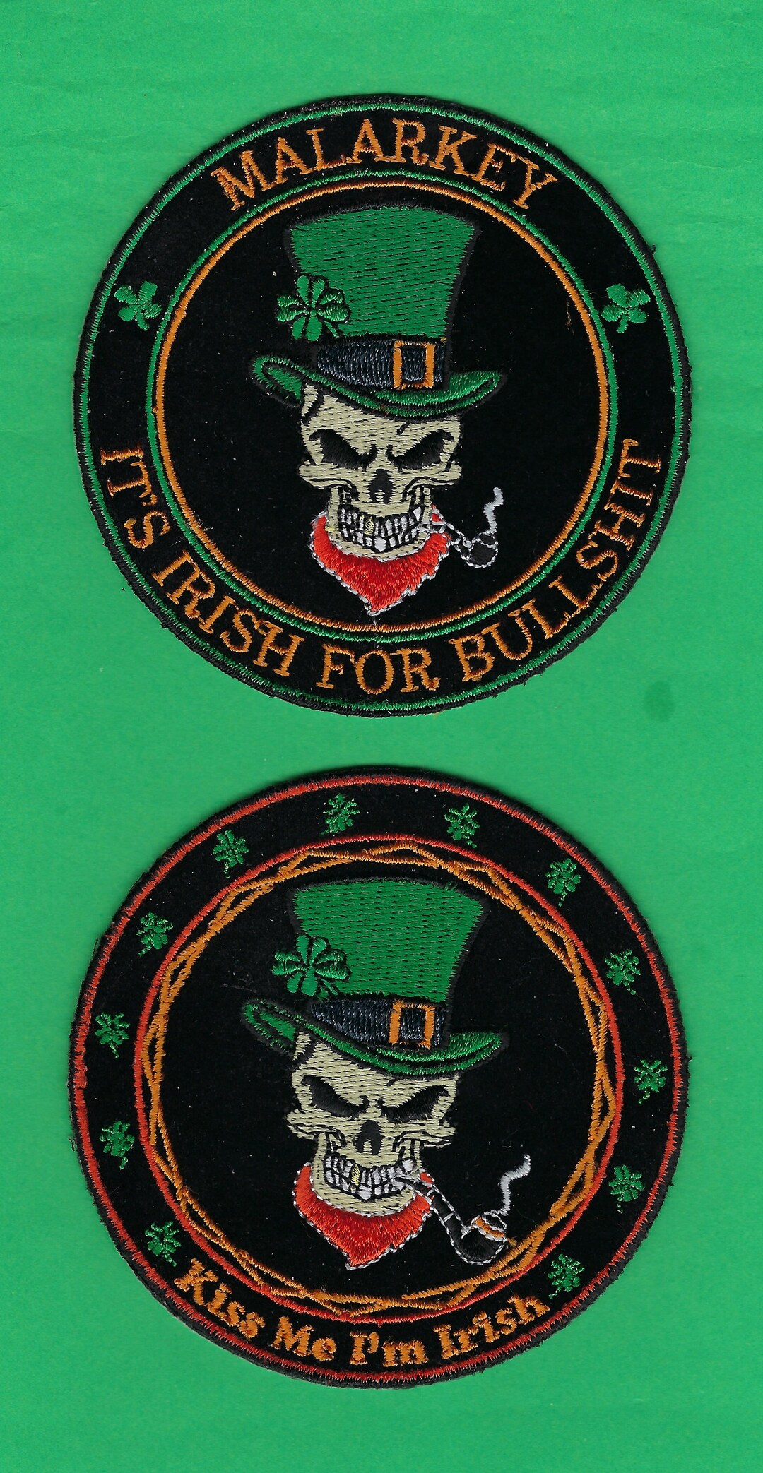 IRISH PATCH SET Kiss Me I'm Irish Malarkey, It's Irish for Bullshit ...