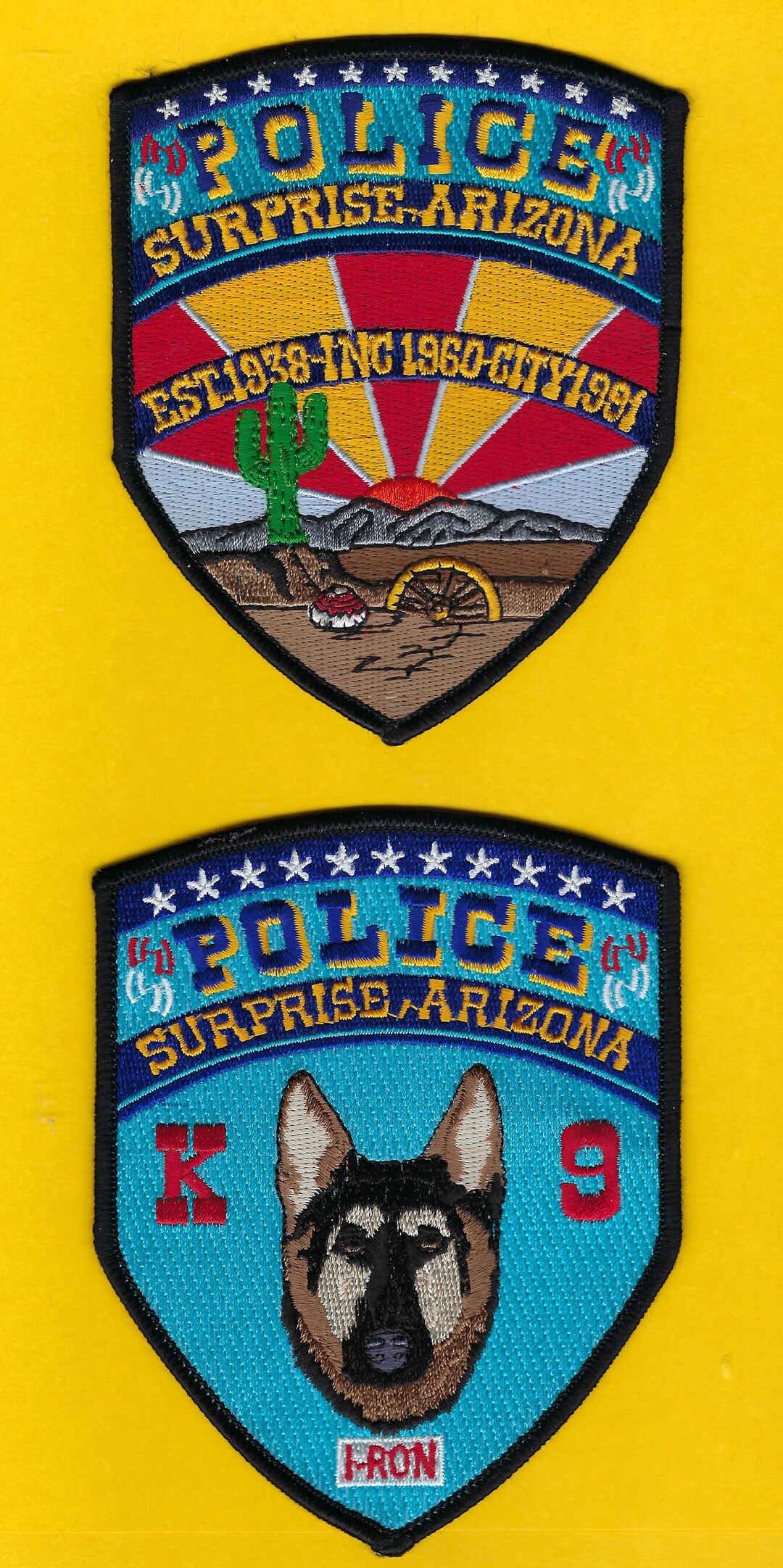 SURPRISE POLICE Department K-9 Unit Embroidered Shoulder Patch Set ...
