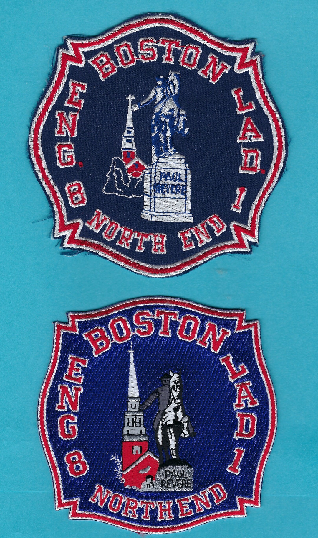 BOSTON FIRE DEPT Engine 8 Ladder 1 Embroidered Company Patch Set ...