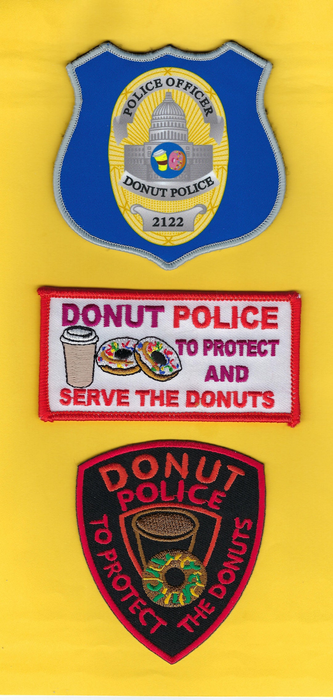 DONUT POLICE PATCH Set H to Protect and Serve the Donuts Awesome ...