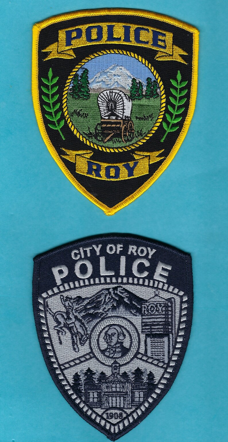 ROY POLICE Department Embroidered Shoulder Patch Set WASHINGTON A-W-E-S ...