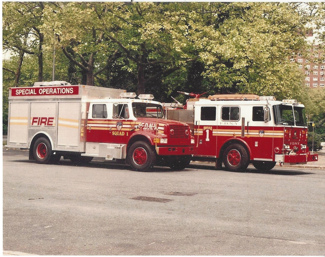FDNY SQUAD COMPANY 1 Group Shot 8x10 Inch Color Photo Circa 1993 A-W-E ...