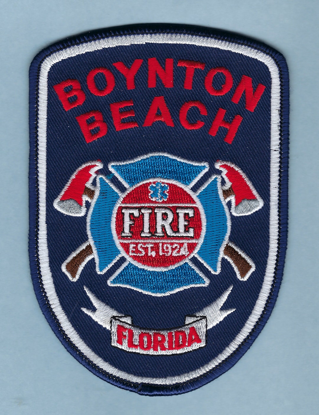 BOYNTON BEACH FIRE Department Embroidered Shoulder Patch Florida 'very ...