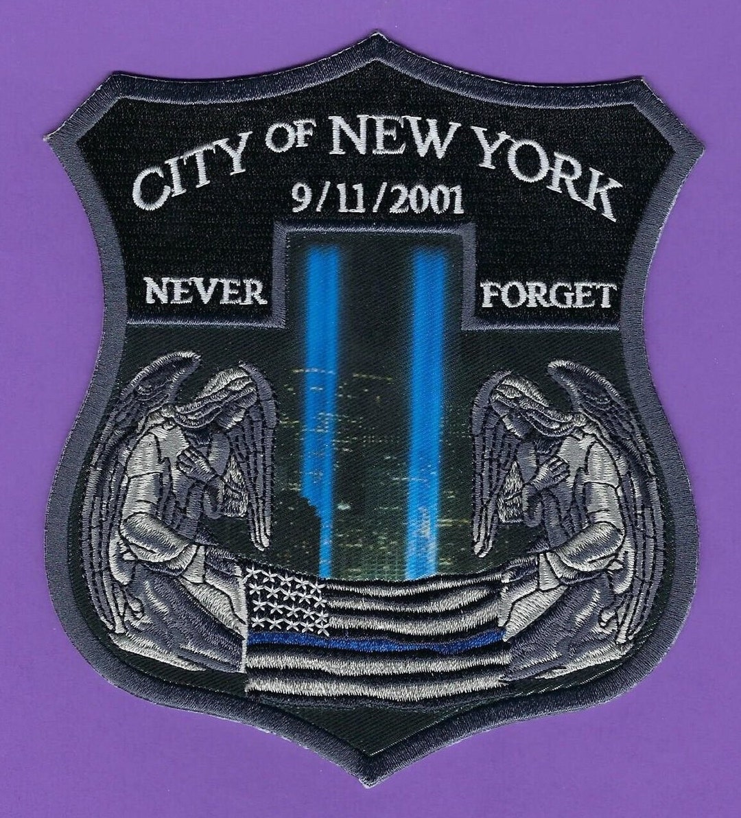 NYPD 9-11-01 MEMORIAL PATCH Remember and Never Forget the Fallen Fidelis Ad Mortem Beautiful ...