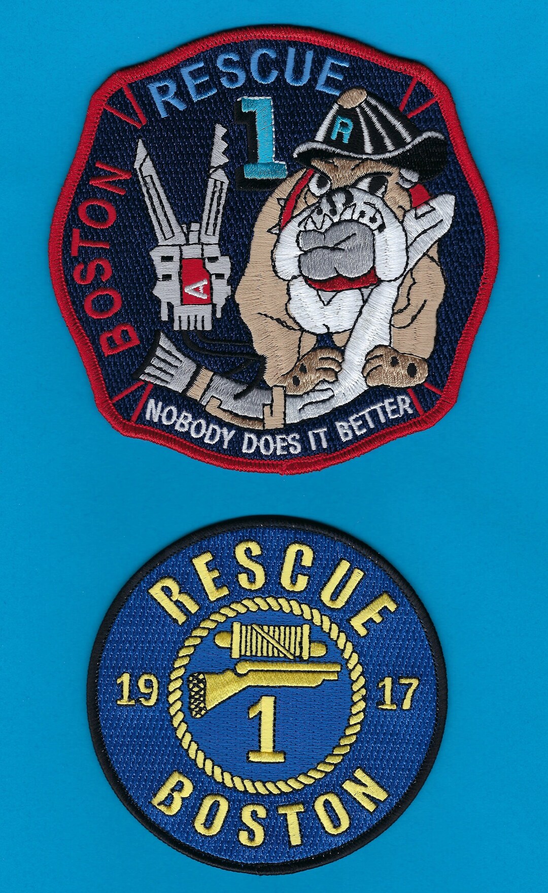 BOSTON FIRE DEPARTMENT Rescue Company 1 Embroidered Patch Set D nobody ...