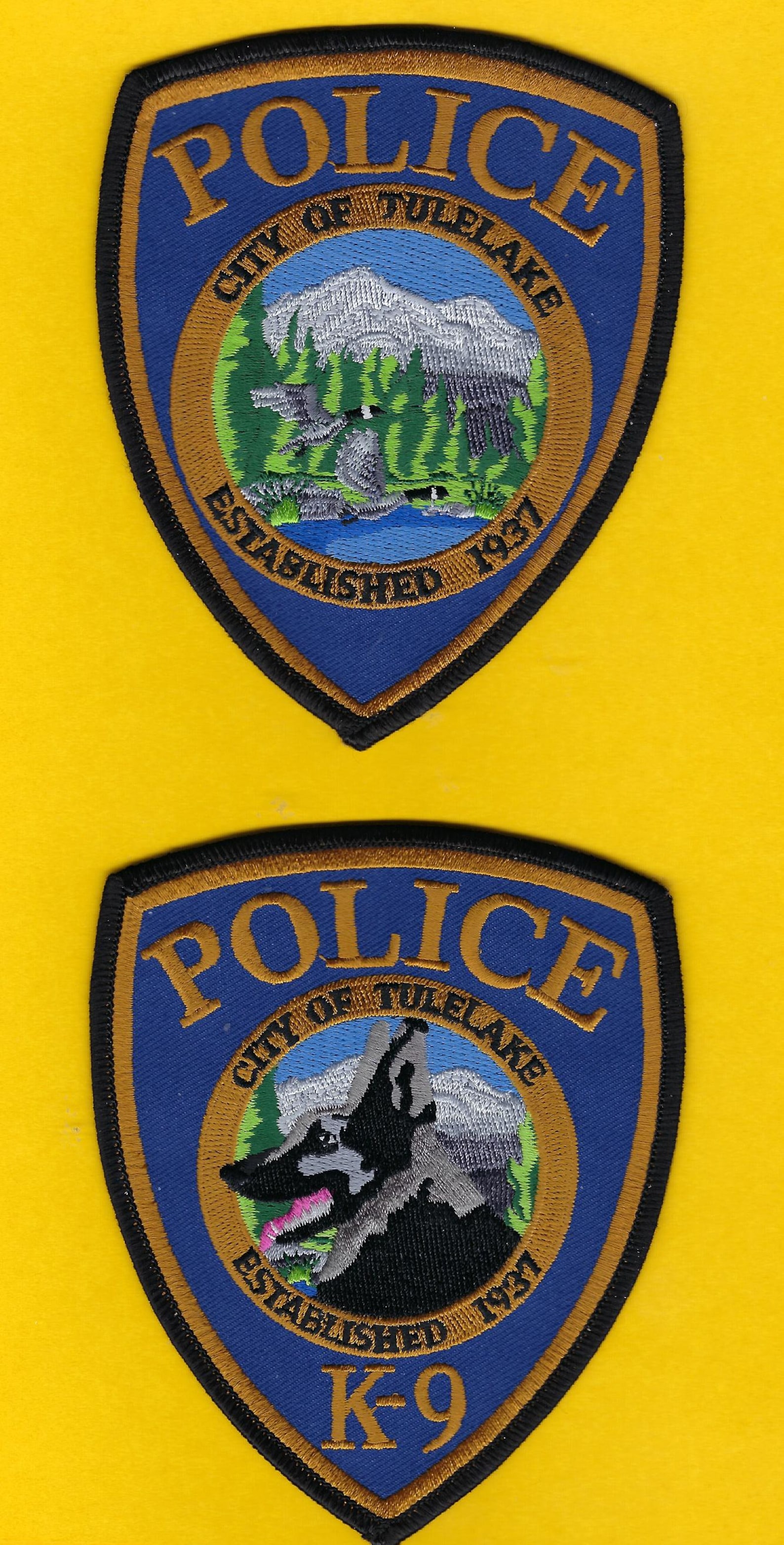 TULELAKE POLICE Department K-9 Unit Embroidered Patch Set A Nice K-9 ...
