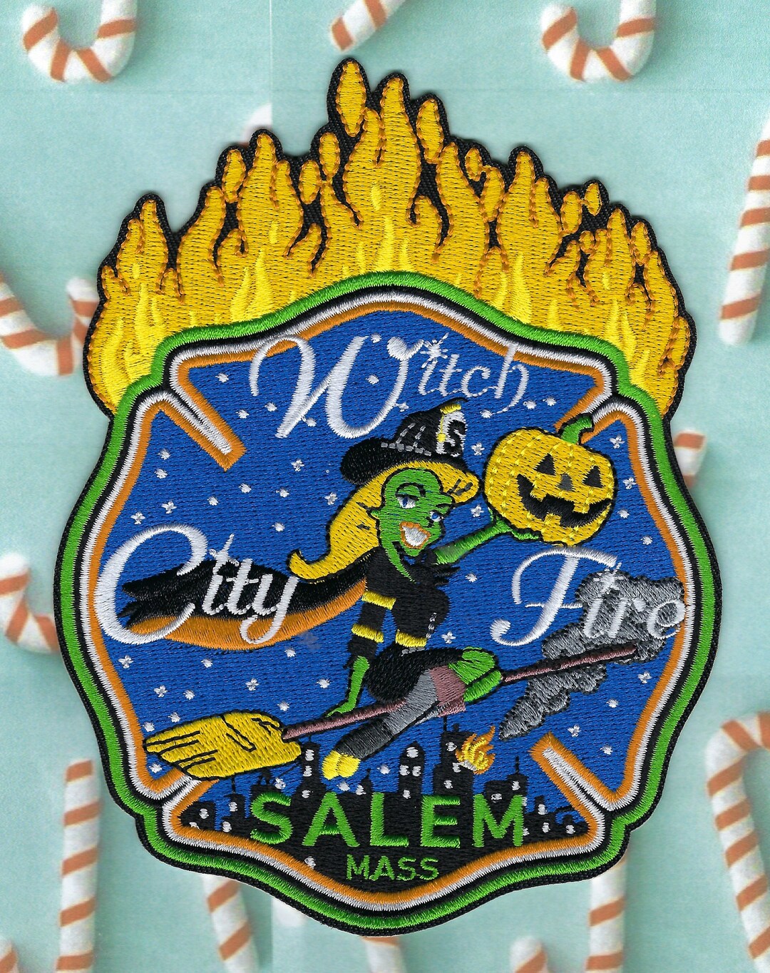 SALEM FIRE Department Merry Christmas Embroidered Patch Witch City Fire ...
