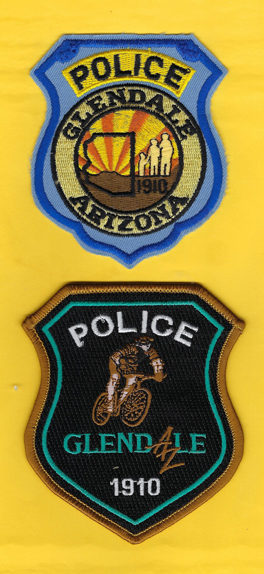 GLENDALE POLICE DEPT Patch Set Regular Patch & Bicycle Unit Patch ...