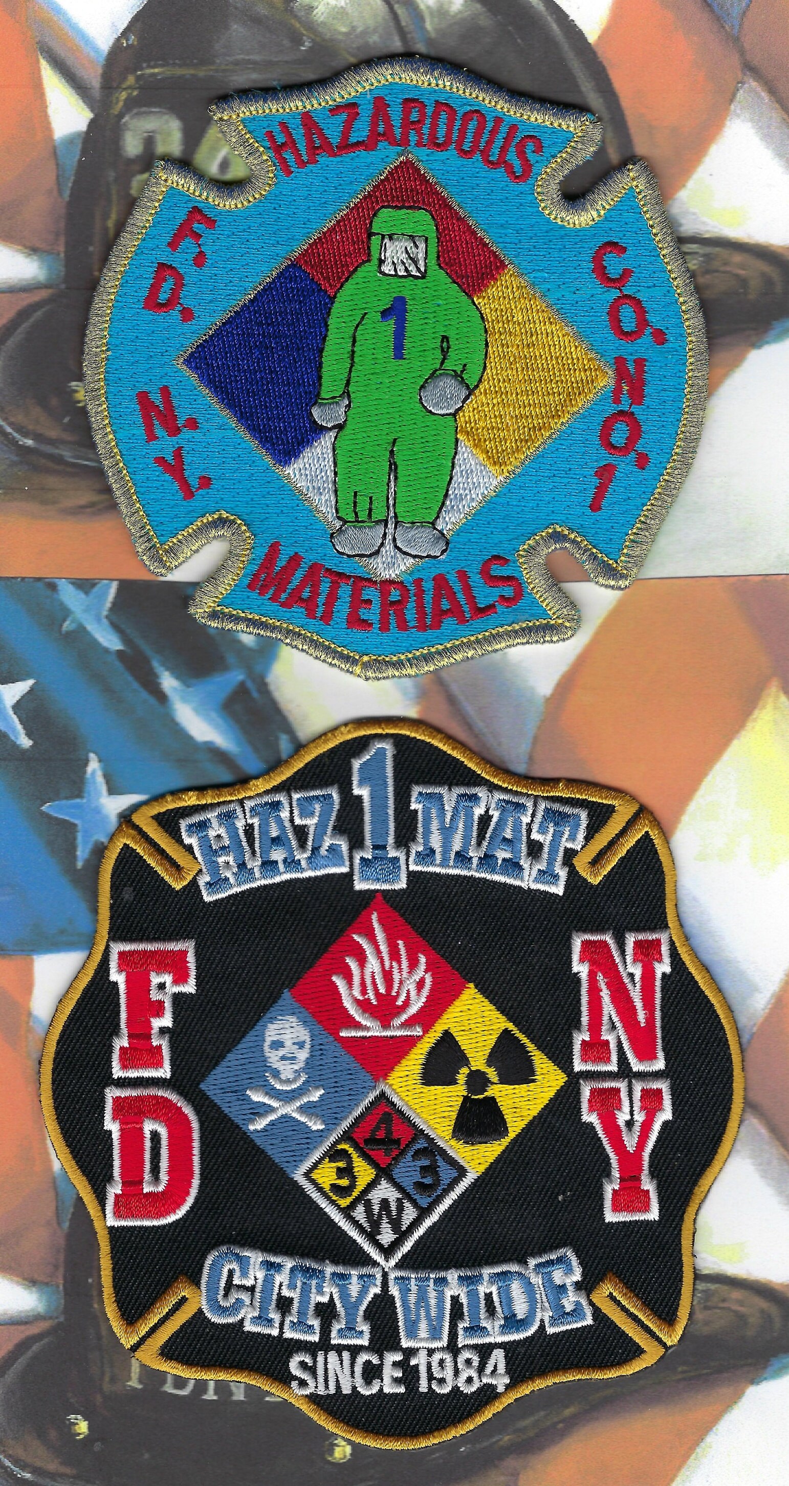 FDNY HAZARDOUS MATERIALS Company 1 Patch Set City-wide Since 1984 New ...