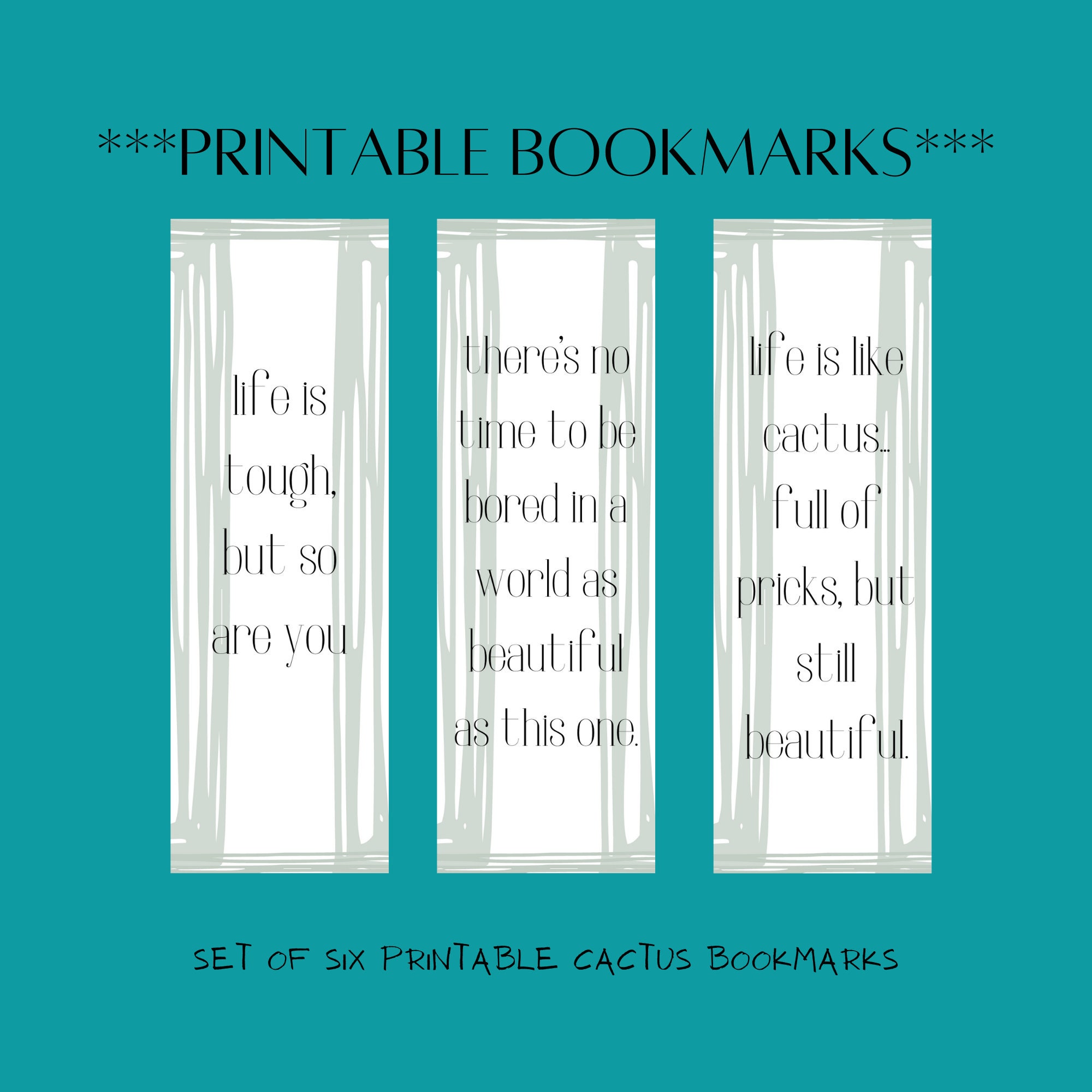 Printable Cactus Bookmarks, Digital Download - Etsy