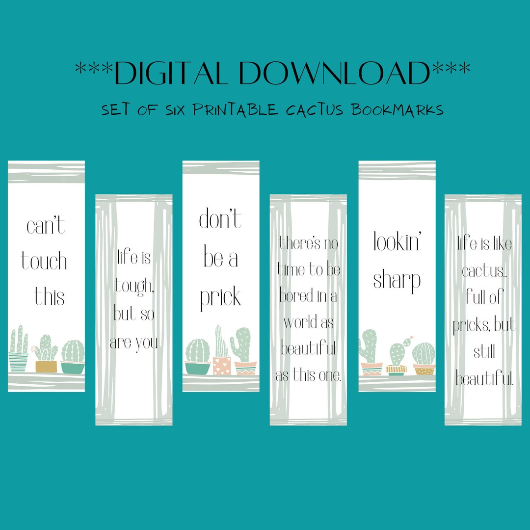 Printable Cactus Bookmarks, Digital Download - Etsy