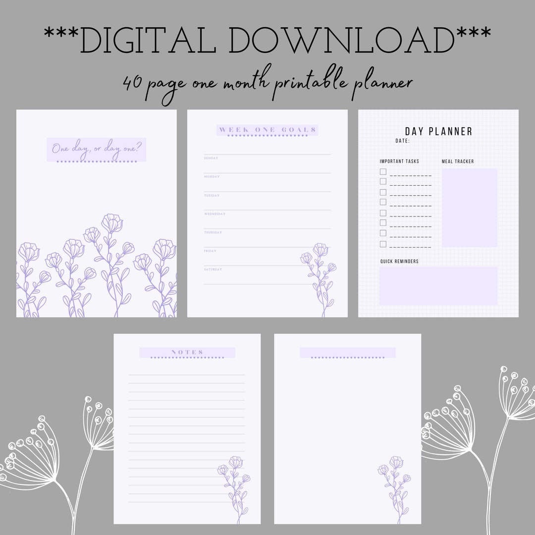 Printable Monthly Purple Planner, Digital Download - Etsy