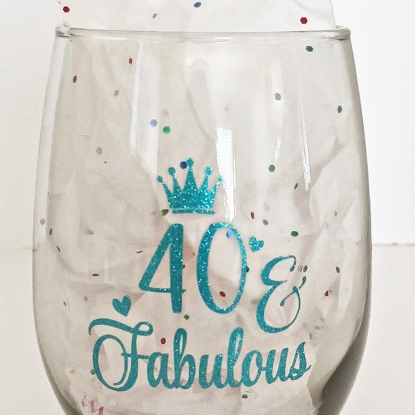 40th Decal for Wine Glass - Etsy
