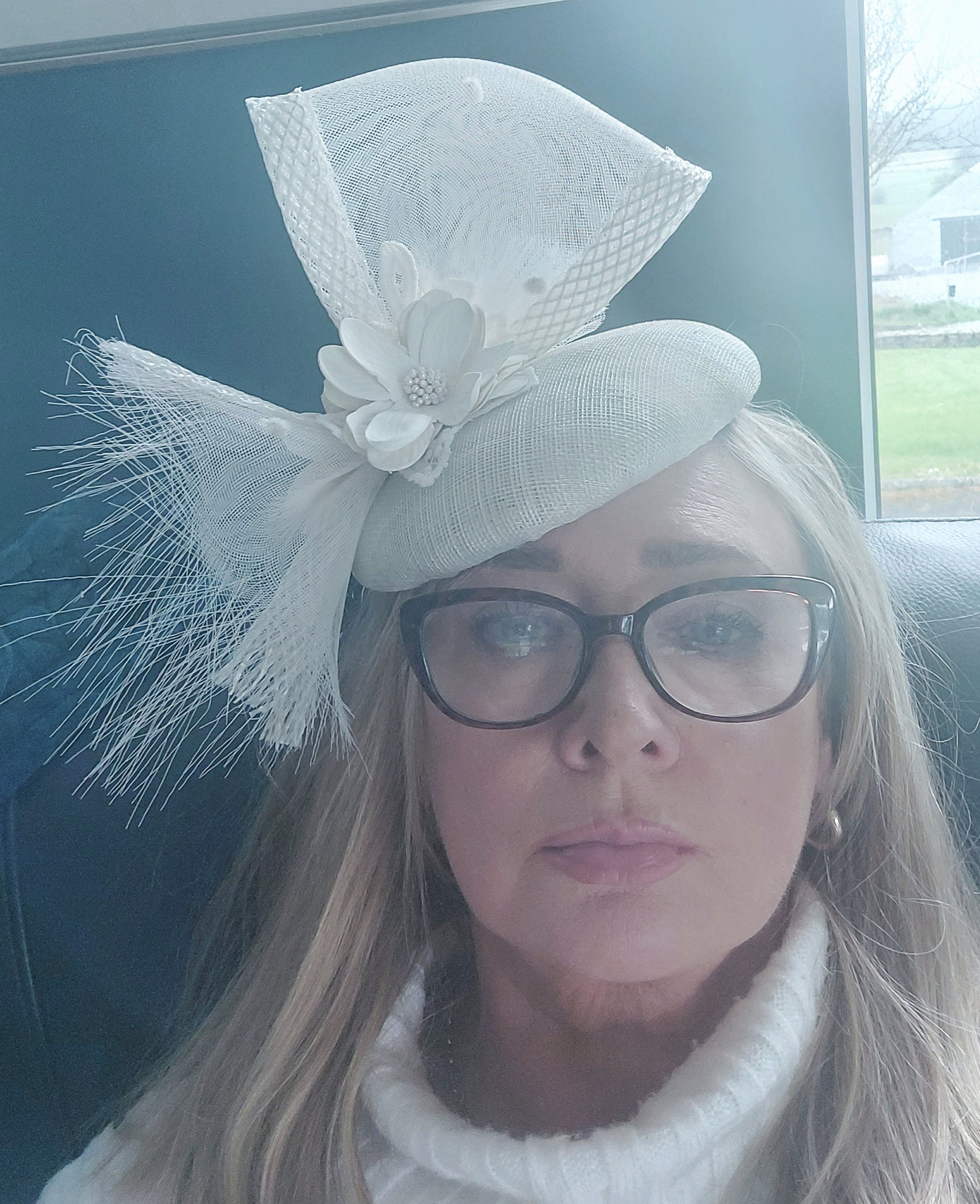 Ivory Cream Wedding Hat With Crinoline Bow Detail, Bride, Mother of the ...