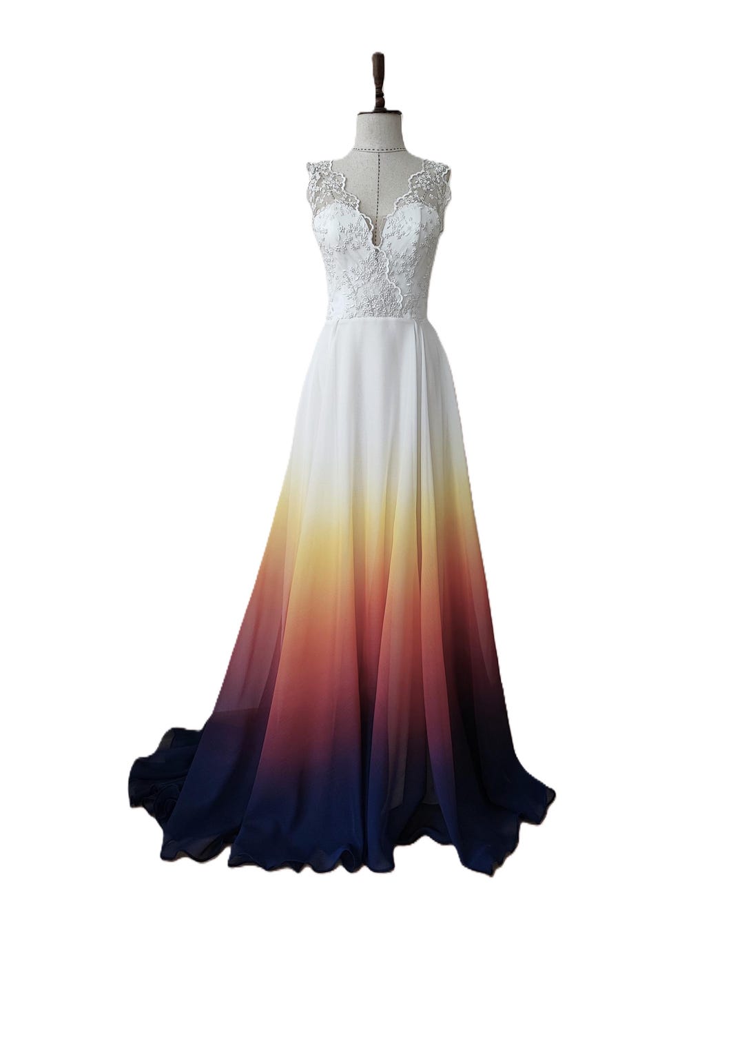 Sunset Wedding Dress. Hand Painted Ombre Wedding Dress. Colorful ...