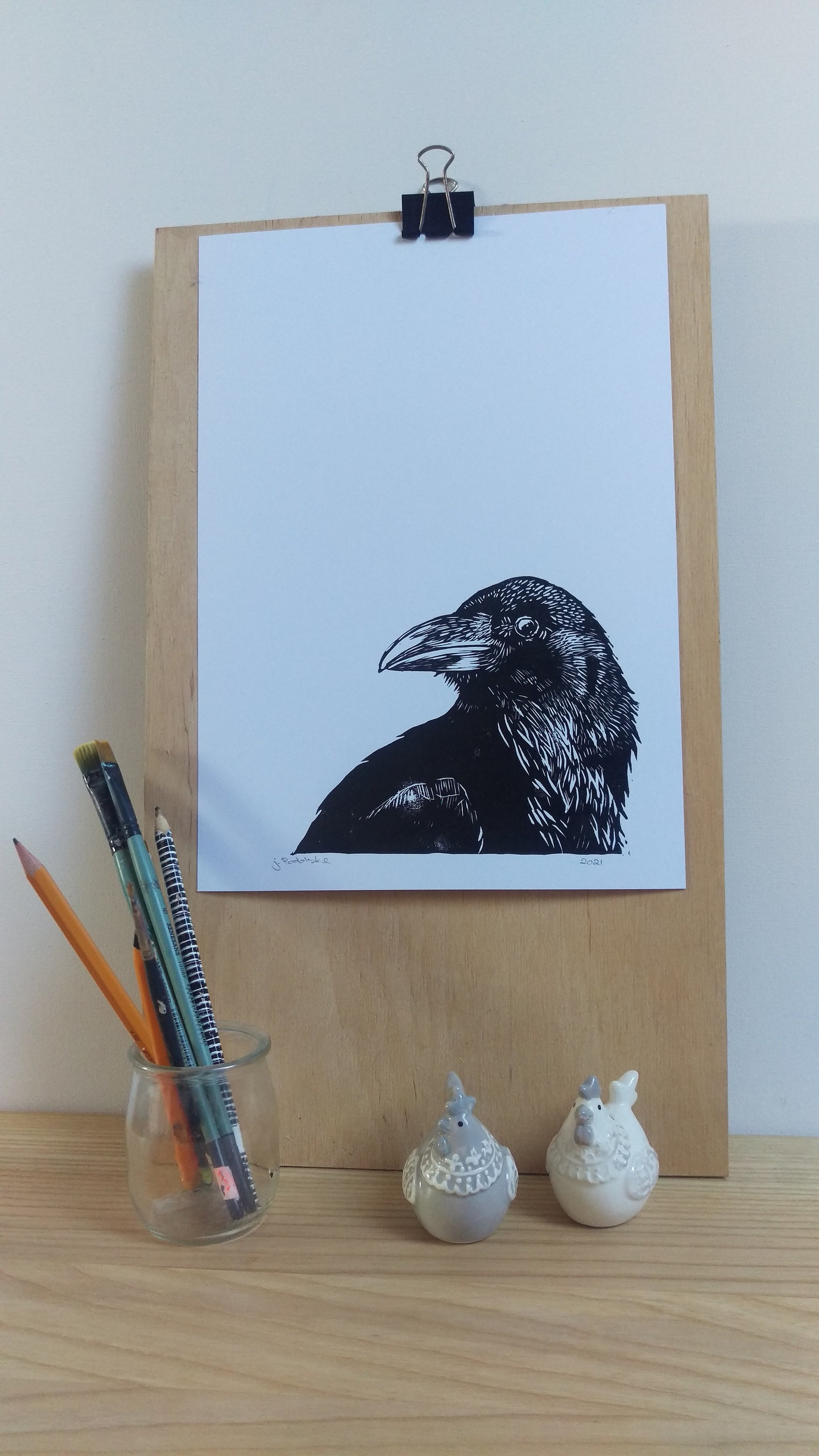Raven Linocut Print Original Art Relief Art Print Linoleum - Etsy