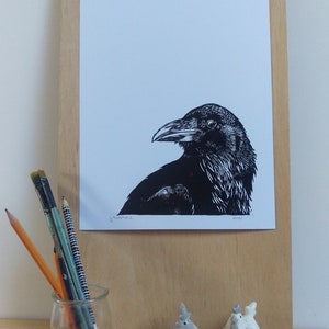 Raven Linocut Print, Original Art, Relief Art Print, Linoleum Print - Etsy