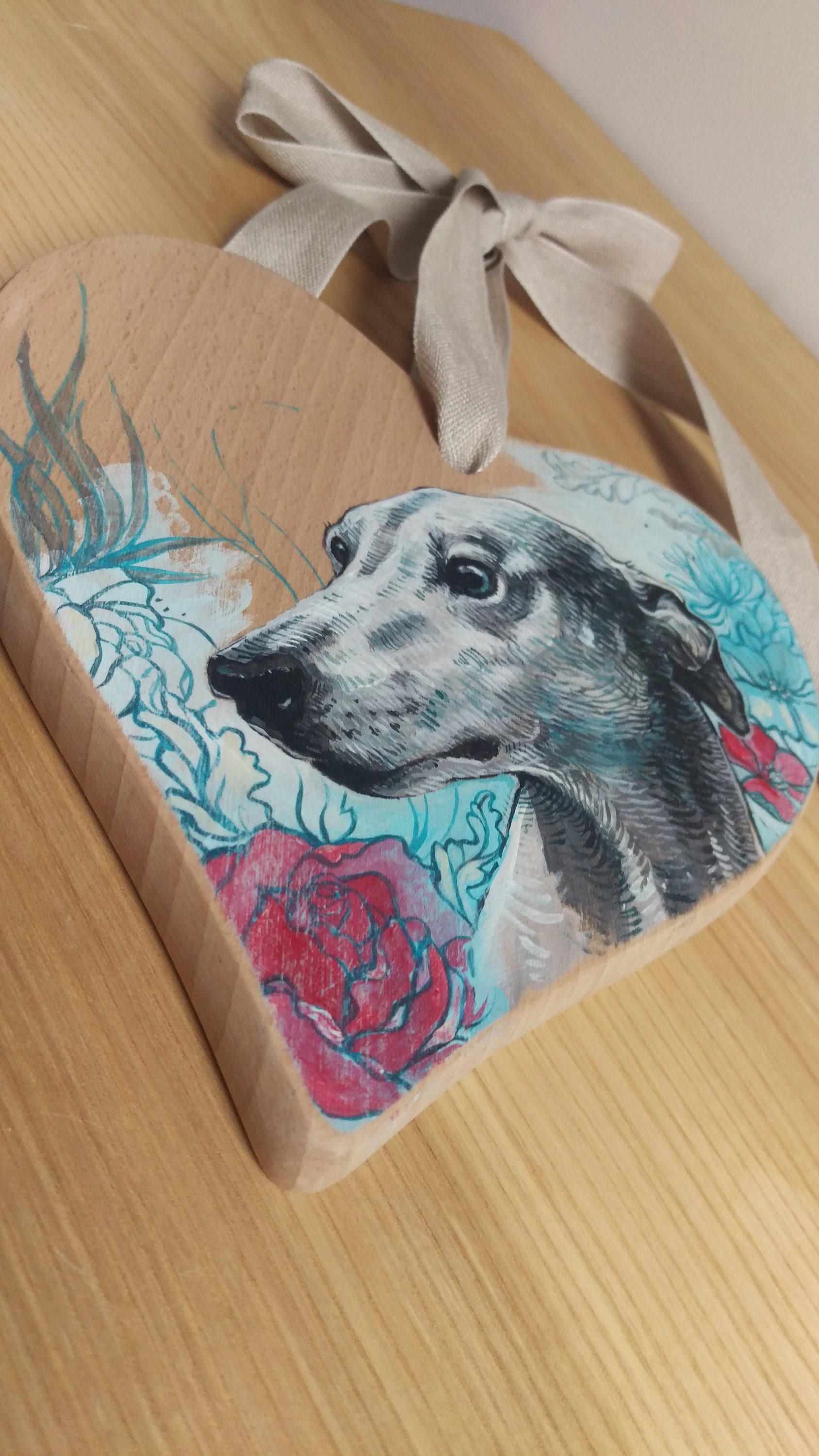 Whippet, English Greyhound, Wooden Ornament, Home Decor With Dog ...