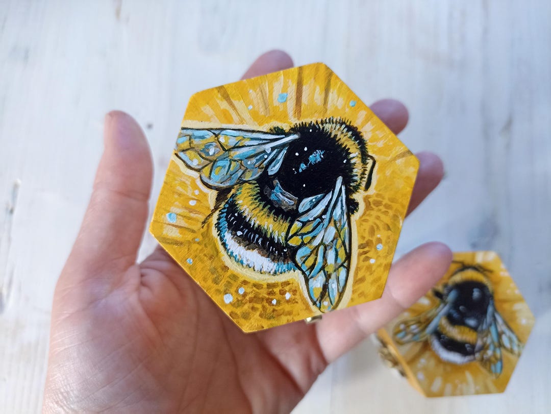 Small Yellow Wooden Box, Realistic Hand-painted Bumblebee Casket - Etsy