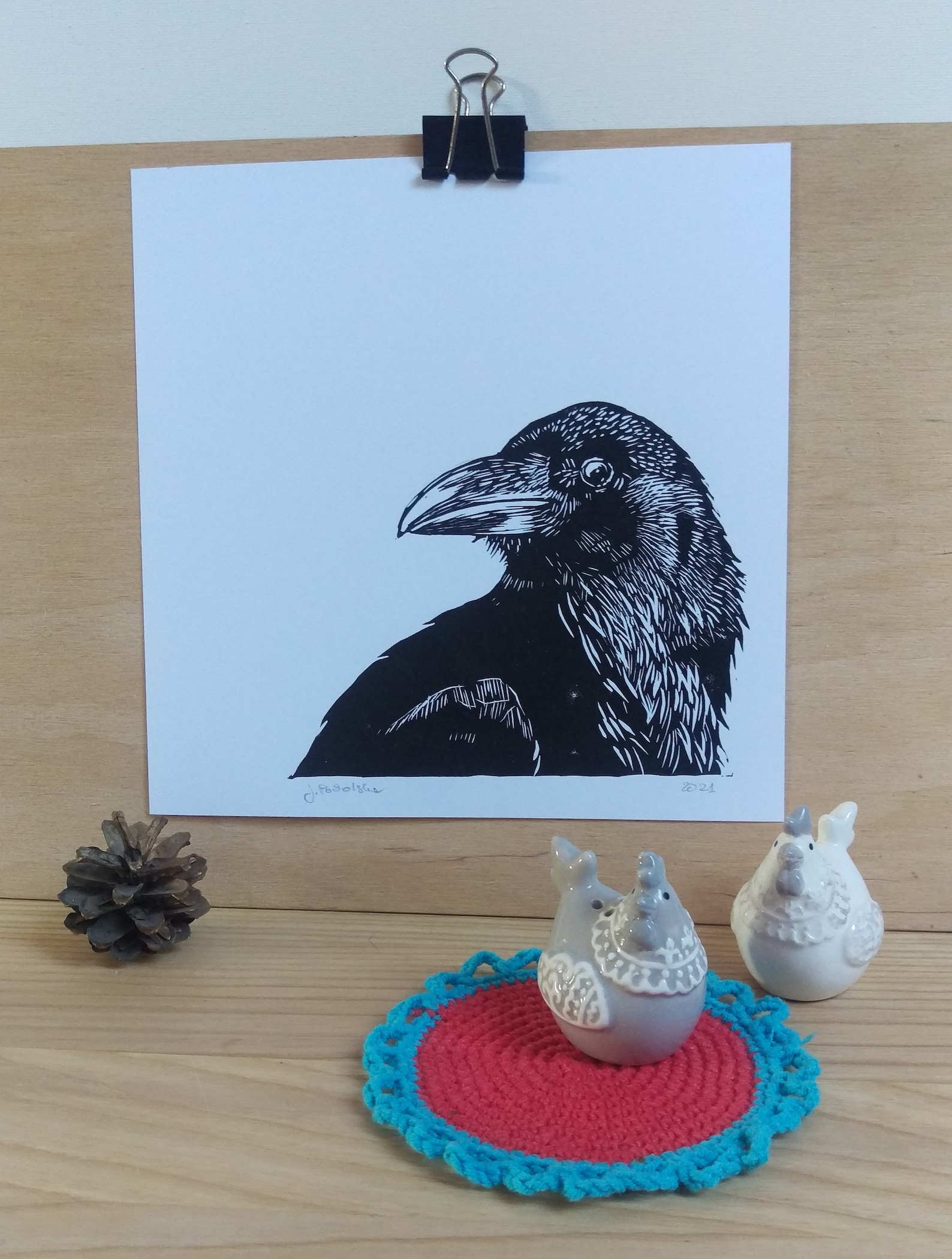 Raven Linocut Print Original Art Relief Art Print Linoleum - Etsy