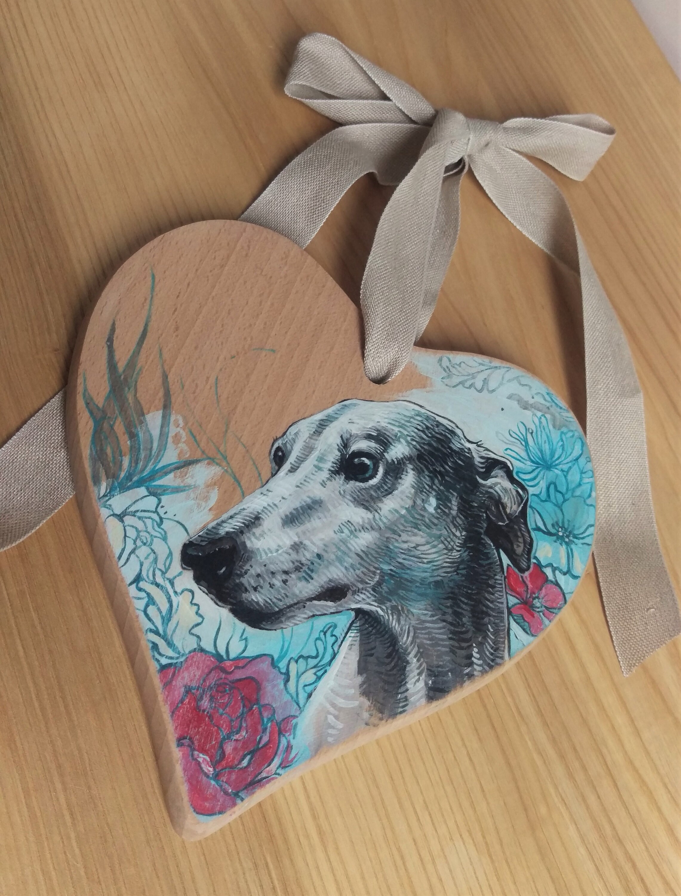 Whippet, English Greyhound, Wooden Ornament, Home Decor With Dog ...