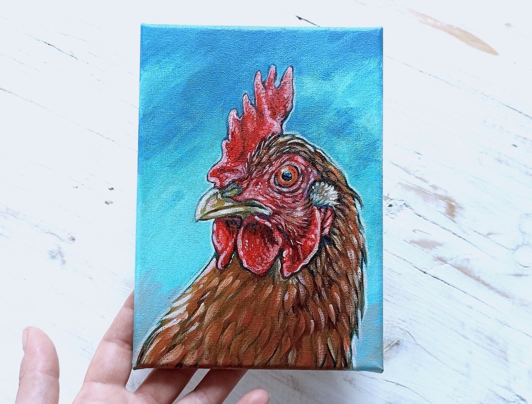 Chicken Portrait - Hand-painted Original Acrylic Art on Canvas - Etsy