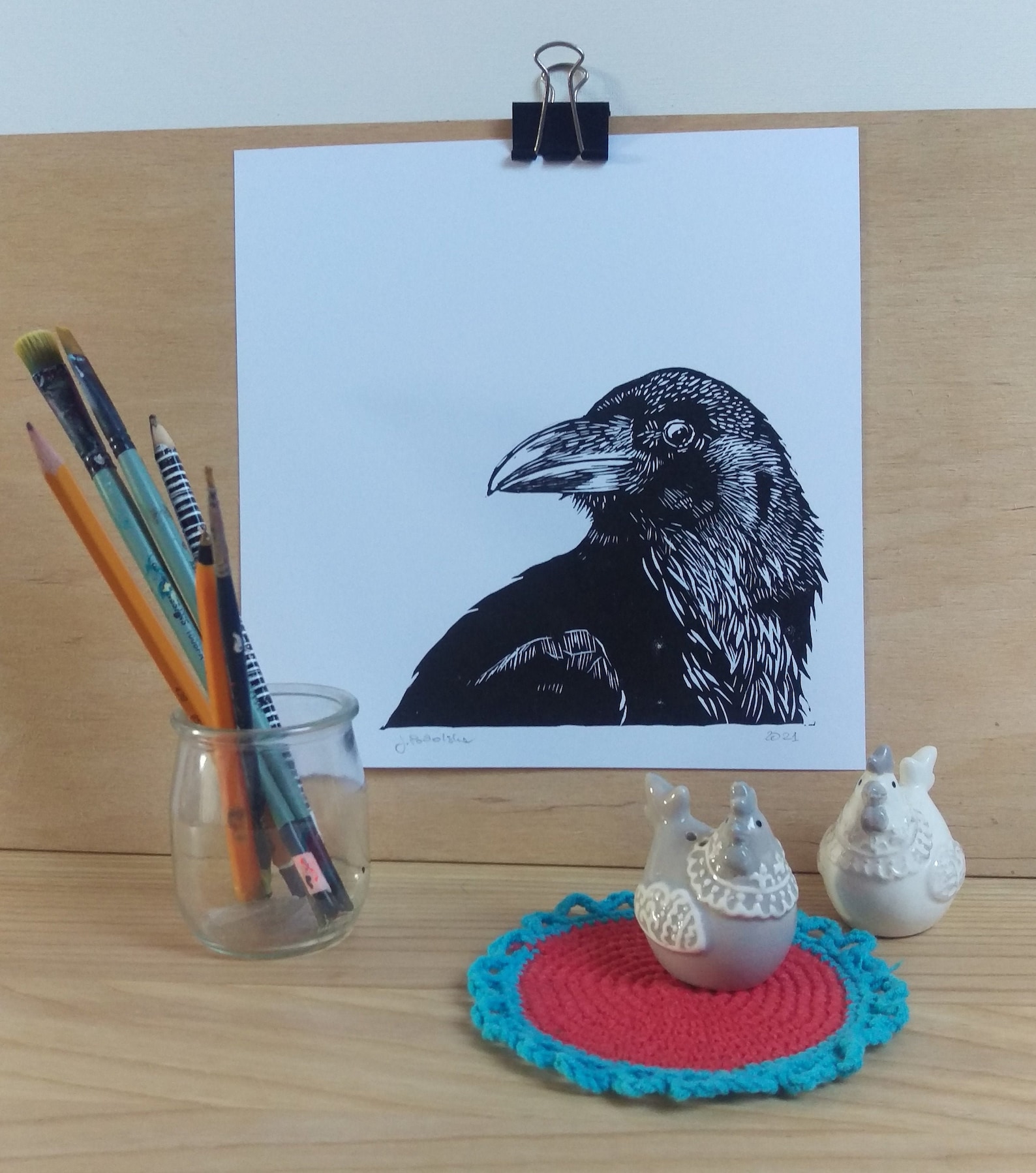 Raven Linocut Print Original Art Relief Art Print Linoleum - Etsy