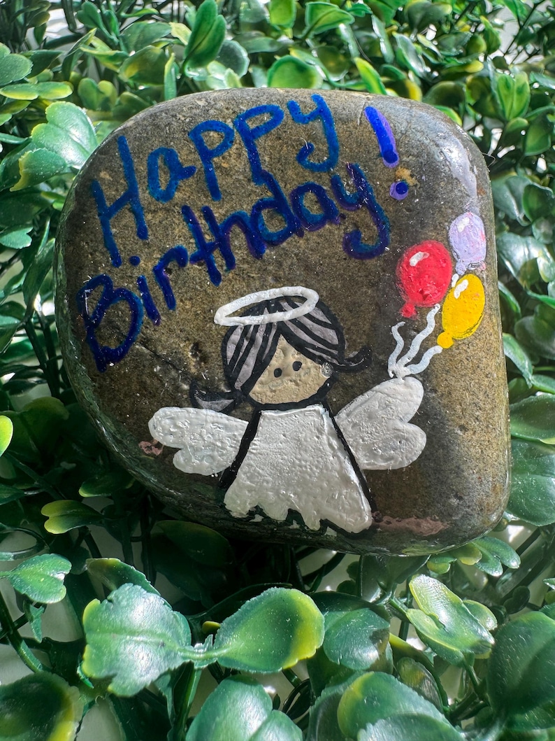 Happy Heavenly Birthday Memorial Stone, Hand Painted Rock for Garden - Etsy